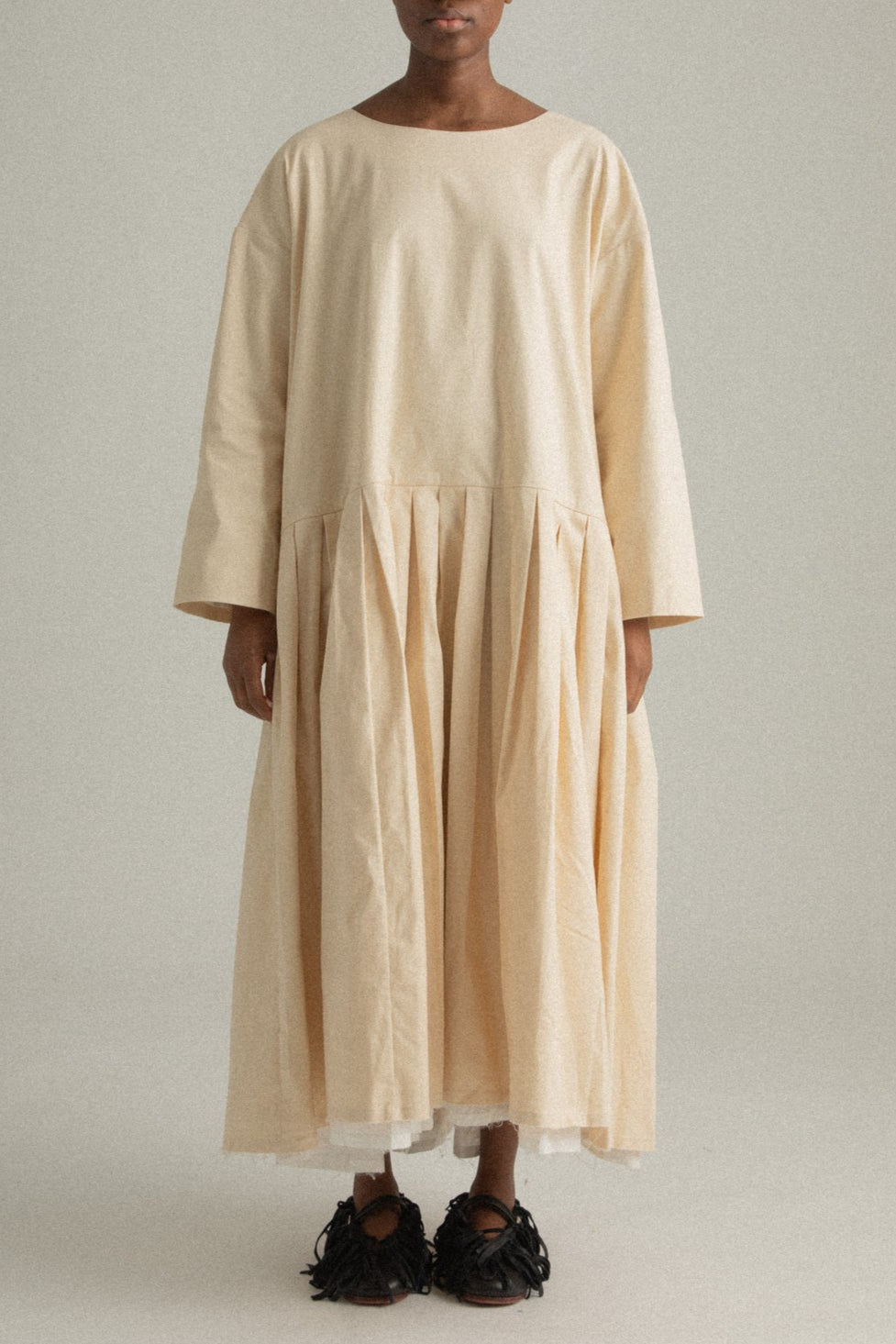 Arya Dress - Relaxed Fit Cotton Dress with Pleated Skirt – UNISECON